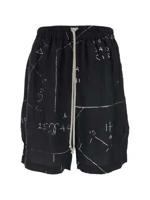 Rick Owens Knee-length Drawstring Boxers With All-over Print - Black