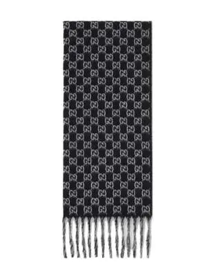 Gucci Gucci Gradient GG Wool Cashmere Scarf - 14.9" X 70.8" Nero