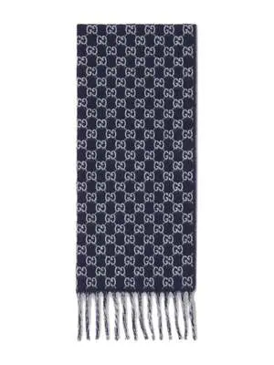 Gucci Fringed Wool Cashmere Scarf 14.9"w X 70.8"l
