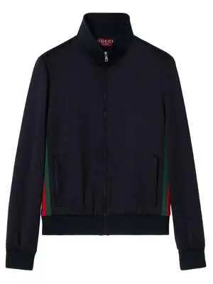 Gucci Technical Jersey Jacket With Web Inserts - Blu