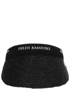 Helen Kaminski Woven Raffia Sun Visor - Black