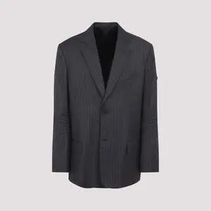 Balenciaga Single-breasted Pinstripe Blazer - Grey