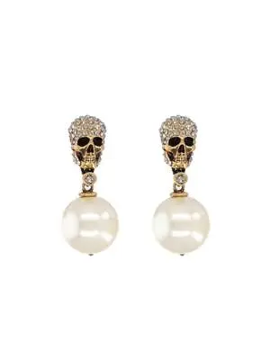 Alexander McQueen Skull And Pearl Drop Earrings - Multicolour