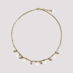 Alexander McQueen Pearly Skull Chain Necklace Pearl Crystal - Metallic