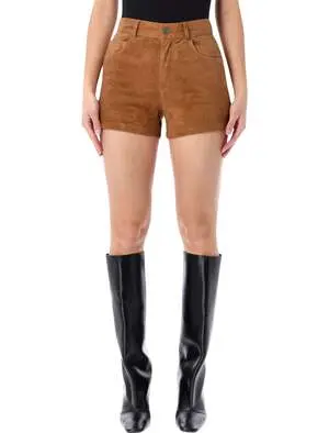 HAIKURE Brit High-waist Suede Shorts - Brown