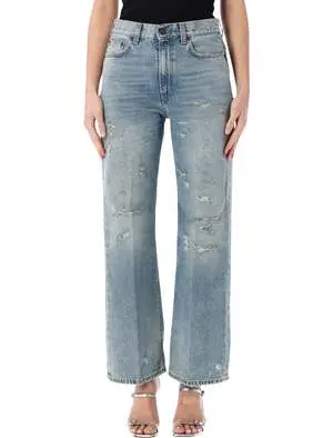 HAIKURE Relaxed Straight-leg Distressed Jeans - Broken Celestial