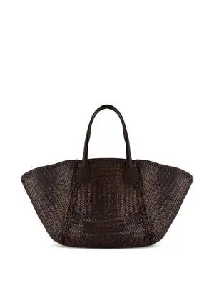 Dragon Diffusion Woven Leather Tote With St. Christopher Medallion - Marrone