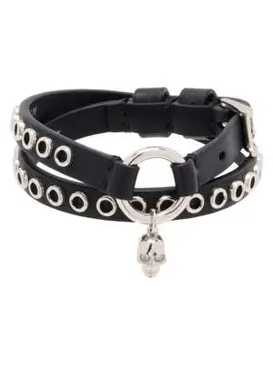 ALEXANDER MCQUEEN Alexander McQueen Leather Wrap Bracelet With Skull Charm