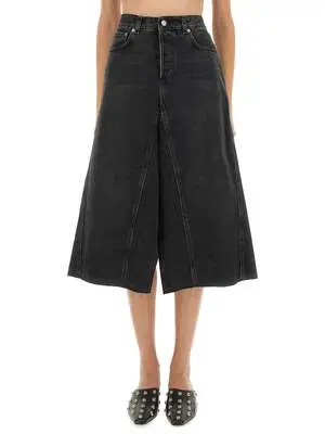 HAIKURE Denim Midi Skirt - Black
