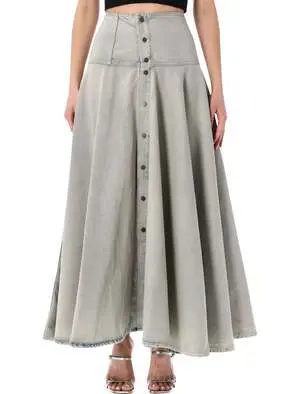 HAIKURE High-waist A-line Denim Maxi Skirt - Light Space