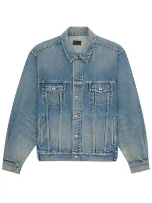 Saint Laurent Classic Denim Jacket With Pointed Collar - Blue