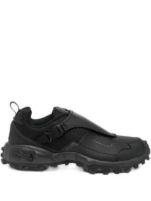 Nike Premium Leather Touch-strap Sneakers With Studded Sole - Black