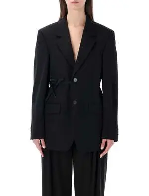 Balenciaga Wrap Tailored Blazer With Knotted Drawstring - Black