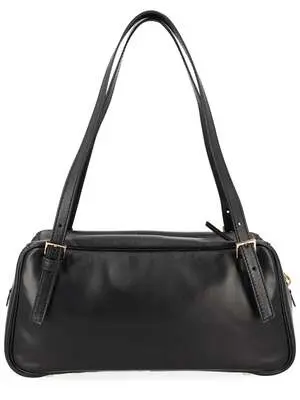 Versace Tag Mini Leather Tote Bag - Black