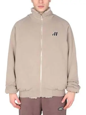 MOUTY Nyc" Cotton And Faux Fur Reversible Sweatshirt With Embroidered Logo - Beige