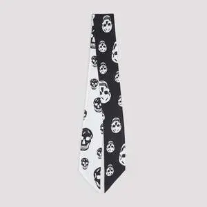 Alexander McQueen Alexander Mcqueen Skull Pattern Ribbon Scarf - 120cm X 7cm Black