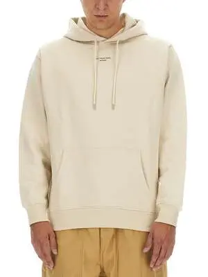 Drole De Monsieur Cotton Slogan Hoodie - Beige