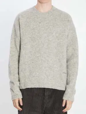 AMI Paris Ribbed Crew Neck Sweater - Grey