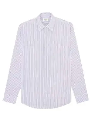 Saint Laurent Cassandre Shirt In Striped Cotton Poplin