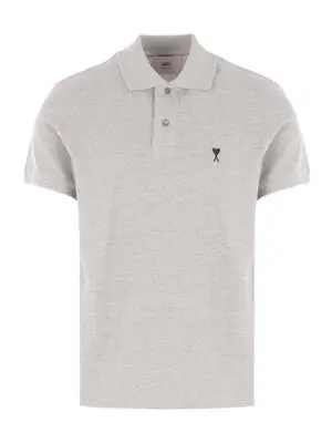 AMI Paris Cotton Contrasted De Coeur Polo Shirt