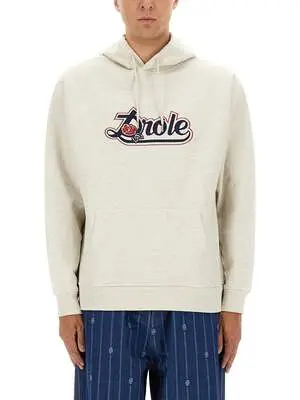 Drole De Monsieur Cotton Hooded Sweatshirt - Grey