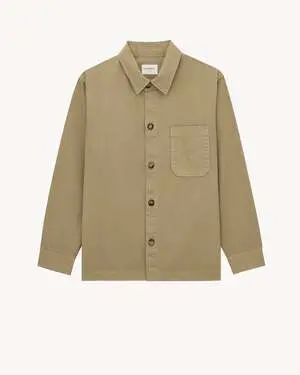 Saint Laurent Cassandre Overshirt In Cotton Linen Gabardine - Beige