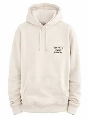 Drole De Monsieur Cotton Slogan Hoodie - Beige