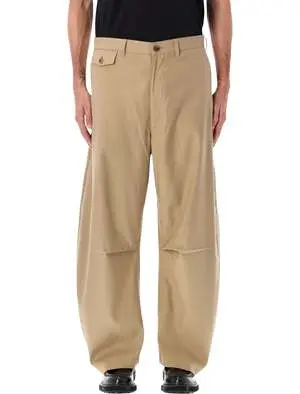 Comme Des Garçons Straight Cotton Pleated Front Pants - Beige