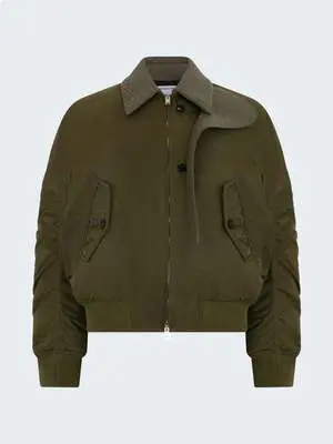Bottega Veneta Nylon Satin Padded Bomber Jacket - Verde
