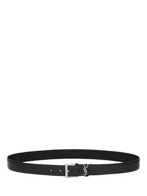 Saint Laurent Cassandre Vadim Belt In Smooth Leather - Black