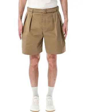 Saint Laurent Tailored Bermuda Shorts With Belt - Beige