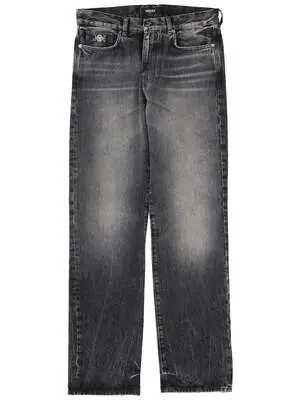 Versace Loose Fit Jeans With Calf Leather Trim