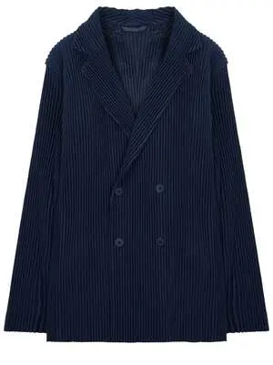Issey Miyake Pleated Single-breasted Jacket - Blue