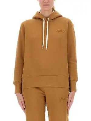 AUTRY Hooded Sweatshirt With Logo Detail - Brown