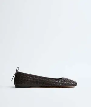 Bottega Veneta Braided Leather Ballerina Flats - Marrone