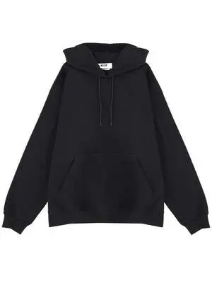 MSGM Cotton Hoodie With Kangaroo Pocket - Black