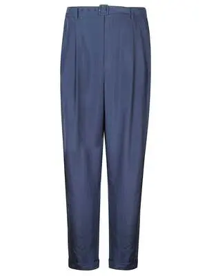 Saint Laurent Tailored Silk Trousers - Navy