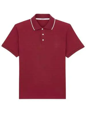 Saint Laurent Polo-style Short Sleeve Tee With Chest Embroidery Size - Rossa
