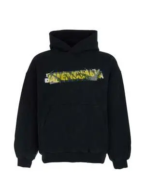 Balenciaga Messy Spray Medium Fit Hoodie - Black
