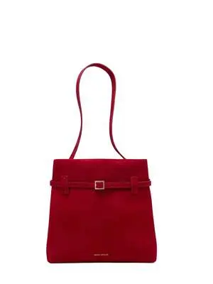 Manu Atelier Mini Suede Cylinder Crossbody Bag - Red