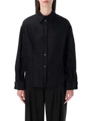 Balenciaga Cocoon Fit Long Sleeve Button-up Shirt - Black
