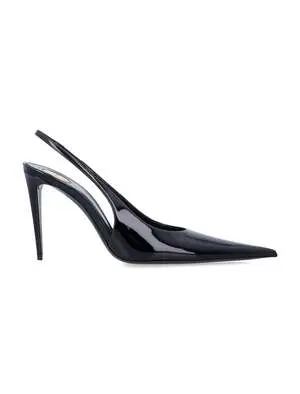 Saint Laurent SAINT LAURENT Pointed Toe Stiletto Slingback Pumps Black