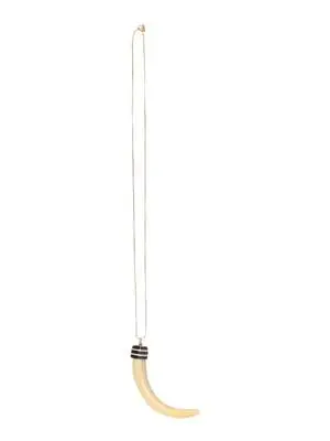 Tory Burch Horn Resin Pendant Necklace With Guilloche Detail - Ivory