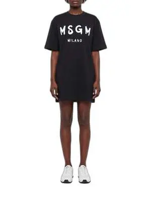 MSGM Cotton Logo T-shirt Dress