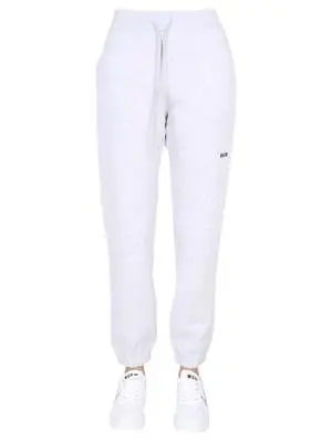 MSGM Logo Print Cotton Jogging Pants