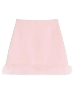 Valentino Garavani Feather-trimmed Wool And Silk-blend Crepe Mini Skirt - Pink