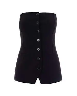 Patrizia Pepe Strapless Button-up Vest - Nero