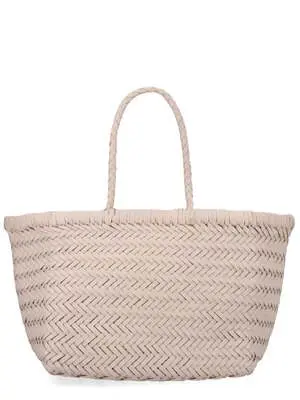 Dragon Diffusion Woven Leather Tote Bag - Beige