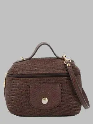 Longchamp LONGCHAMP Mini Woven Top Handle Crossbody Bag Brown