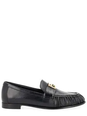 Fendi Leather Loafers With Buckle Detail - Black